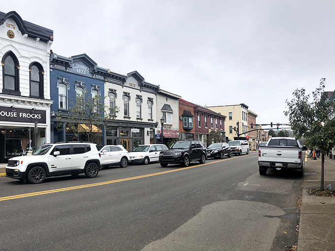Millersburg's historic downtown looks like a movie set where your Social Security check is the VIP guest. Those blue-trimmed buildings whisper "affordable charm."