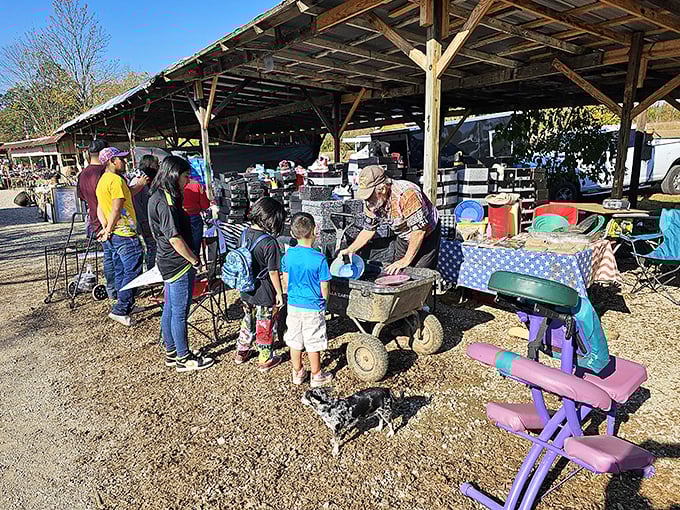 Multiple vendor booths create little shopping neighborhoods throughout this massive building that just keeps going and going.
