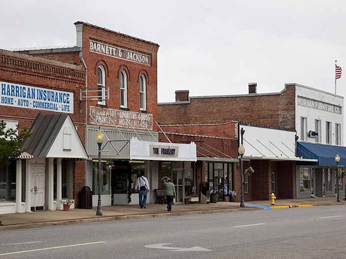 Monroeville's historic downtown square whispers tales of literary legends and peaceful retirement days.