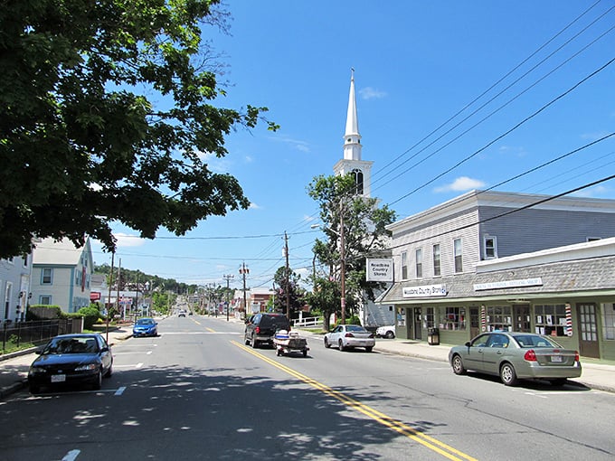 Monson's view shows a community embraced by New England's rolling hills.
