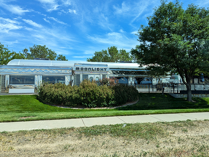 This silver beauty gleams like a spaceship that landed to serve the galaxy's best pancakes.