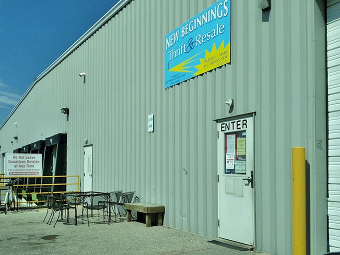 New Beginnings' warehouse exterior hints at the massive treasure trove waiting inside this Harbor Springs hidden gem. 