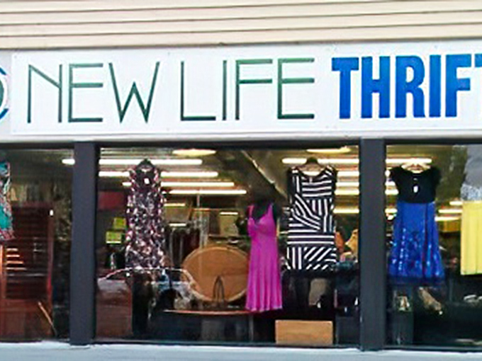 Those elegant window displays make thrift shopping feel like browsing a fancy boutique downtown.
