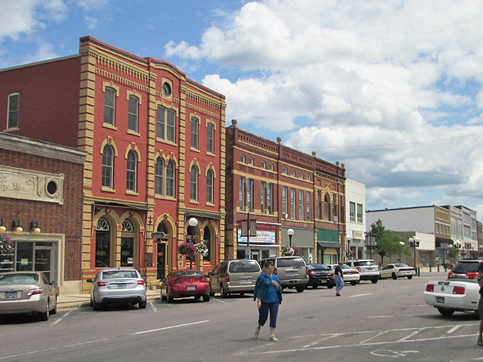 New Ulm's downtown wears its German heritage proudly, right there in the brickwork and architectural details.