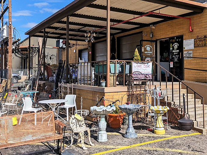 This outdoor display proves that sometimes the best treasures can't wait to be discovered - they spill onto sidewalks. 