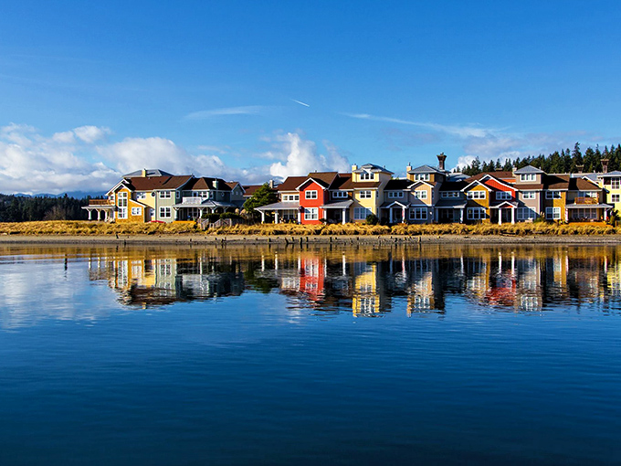 Port Ludlow's marina cradles boats like precious gems in a jewelry box made of water and sky.
