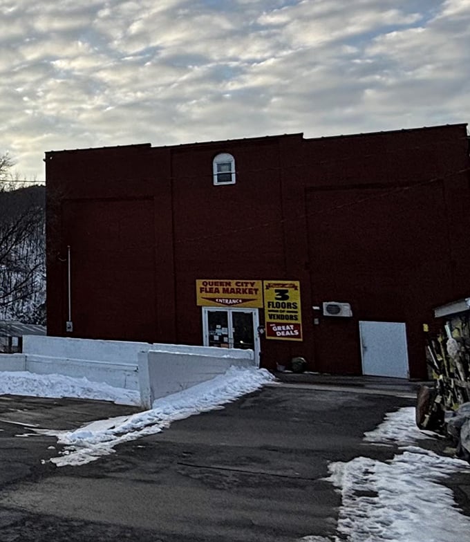 Queen City Flea Market's brick exterior hides three floors of wonders. The sign promises "great deals" &ndash; perhaps the understatement of the year!