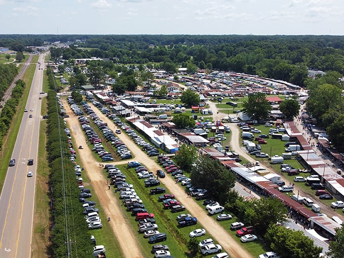 Aerial views reveal the true scope of this bargain hunter's paradise stretching beyond imagination.