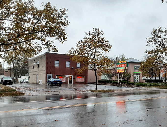 Rubino's nondescript brick exterior is the Clark Kent to its Superman pizza. Hiding greatness in plain sight since 1954.