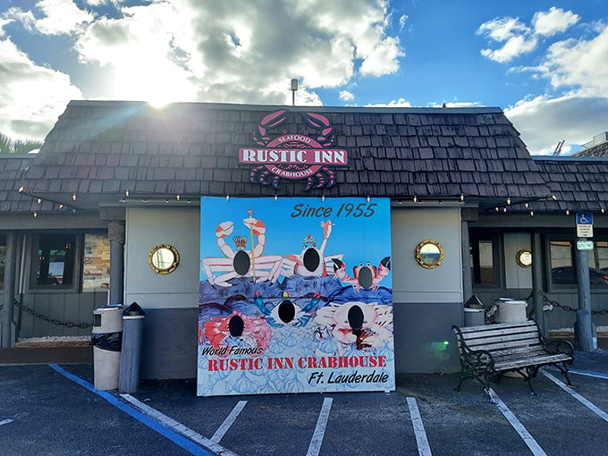 "World Famous" claims are everywhere in Florida, but those crab-shaped cutouts suggest these folks might be onto something.