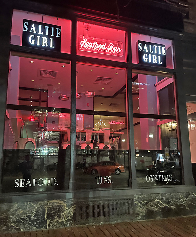 Saltie Girl: Pink neon and serious seafood. Where trendy meets traditional in a Back Bay space that feels like a delicious secret.