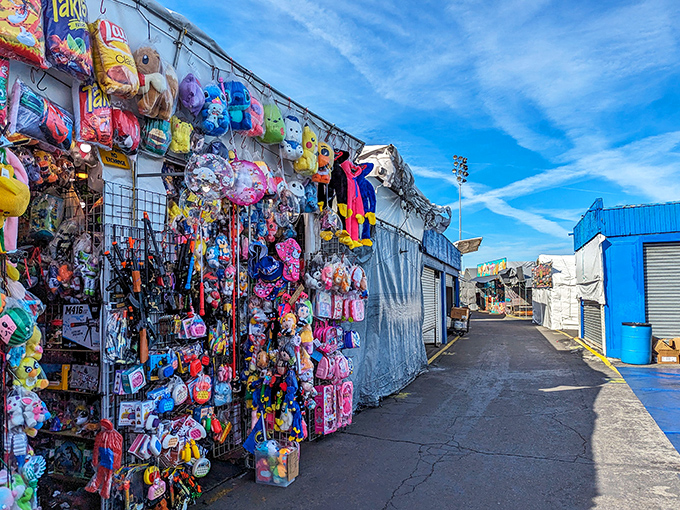 The downtown skyline watches over this sprawling market where deals and dreams collide beautifully.