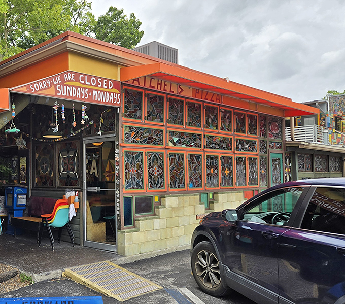 Satchel's colorful, eclectic exterior is just the first hint that this isn't your average pizza joint. Prepare for a feast for all senses!