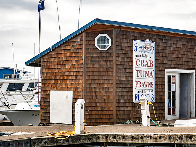 This floating seafood shack literally rocks with the waves, making every meal an adventure on Westport's working waterfront.