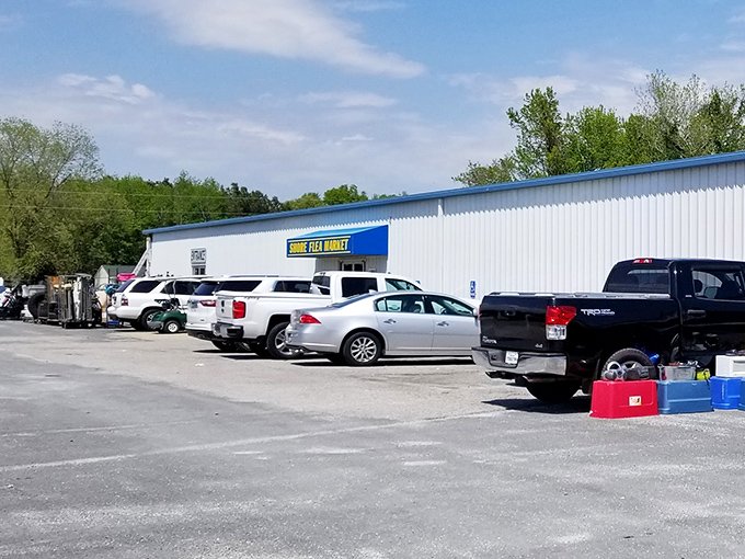 Shore Flea Market's clean exterior hints at the coastal treasures and practical finds waiting inside.