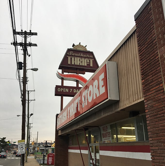 Southern Thrift's vintage neon crown adds royal flair to this treasure hunting palace of possibilities.