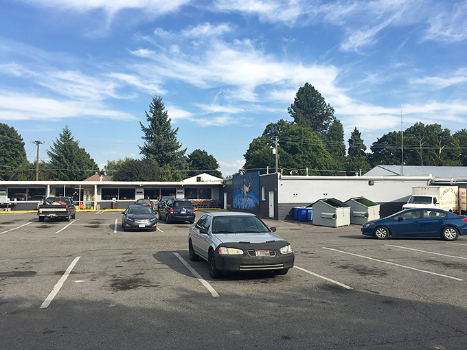 Even the quiet parking lot tells stories of regulars stopping by for their favorite finds.