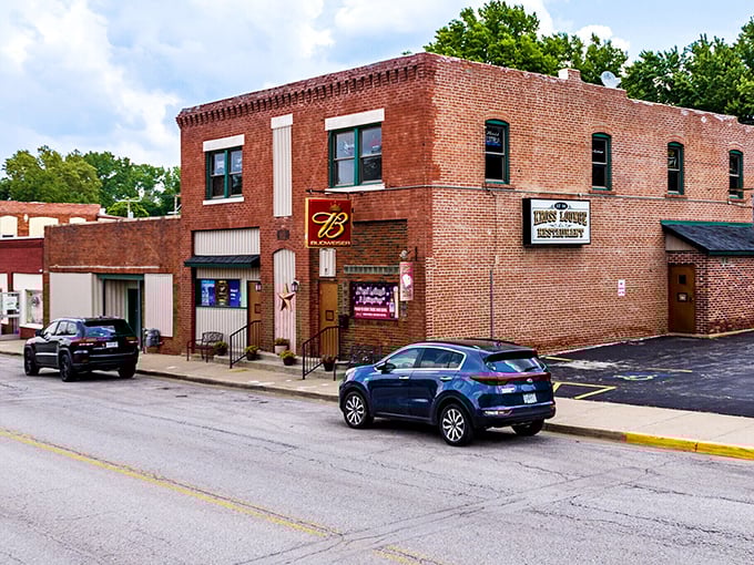 Brick buildings house family restaurants that serve portions big enough to satisfy three generations.