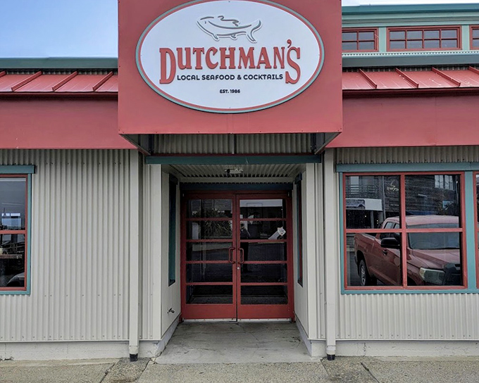 The Dutchie's welcoming entrance promises seafood treasures inside this beloved Morro Bay establishment.
