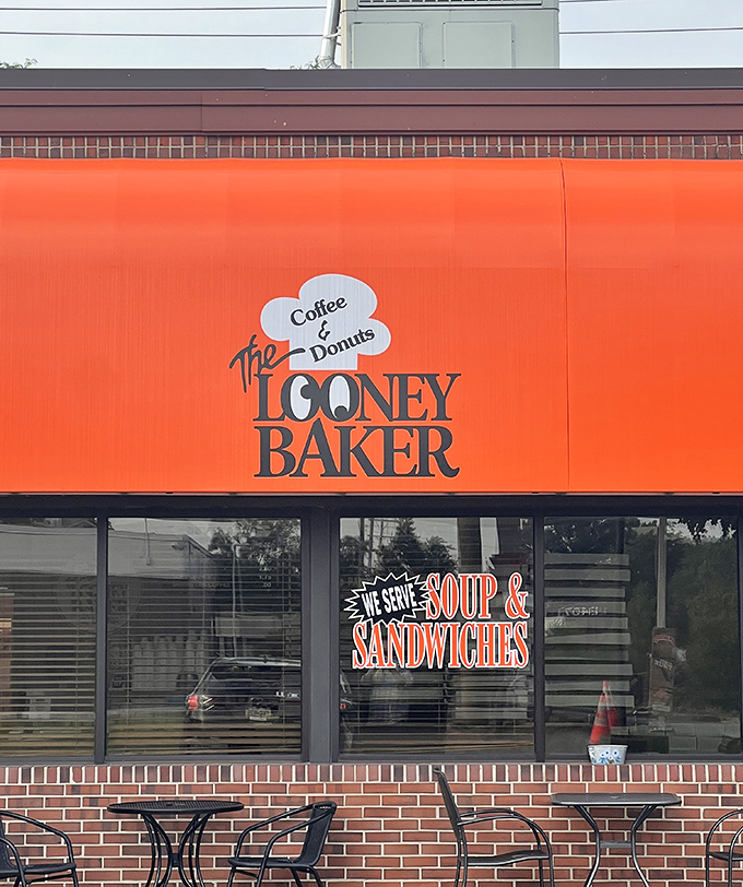 The Looney Baker's unmistakable orange awning stands out like a sweet oasis in Livonia's suburban landscape.