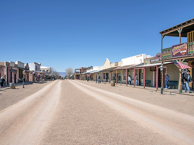 Tombstone's wooden boardwalks and historic facades make you feel like you've stepped into a Western movie. Wyatt Earp would feel right at home.