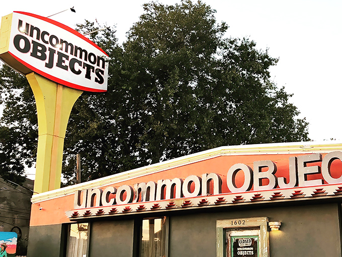Uncommon Objects' retro sign is as quirky and colorful as the treasures you'll find inside this Austin institution.