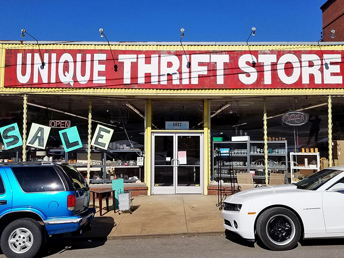Unique Thrift Store's no-nonsense storefront houses a wonderland of possibilities and forgotten treasures.