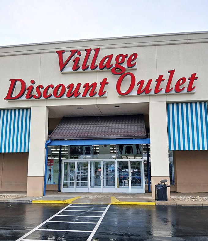 Village Discount Outlet's grand entrance promises the kind of deals that make wallets sing with joy.