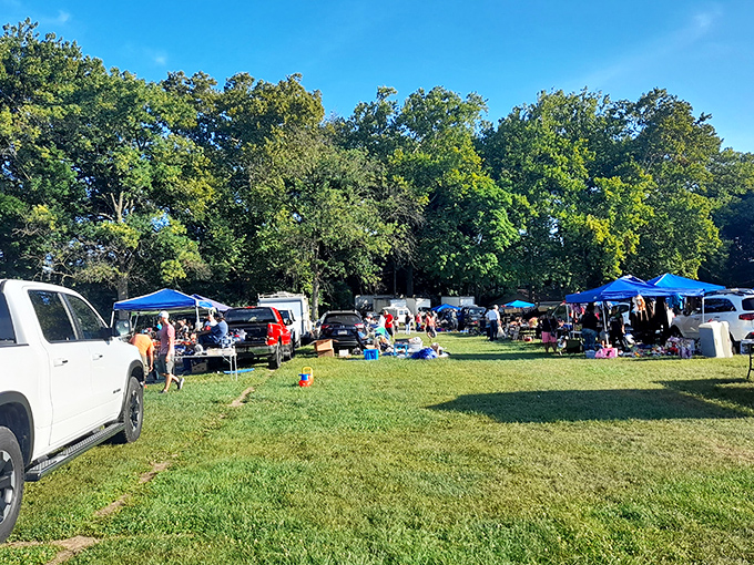 Covered tents protects precious finds while maintaining that authentic flea market charm and community spirit.