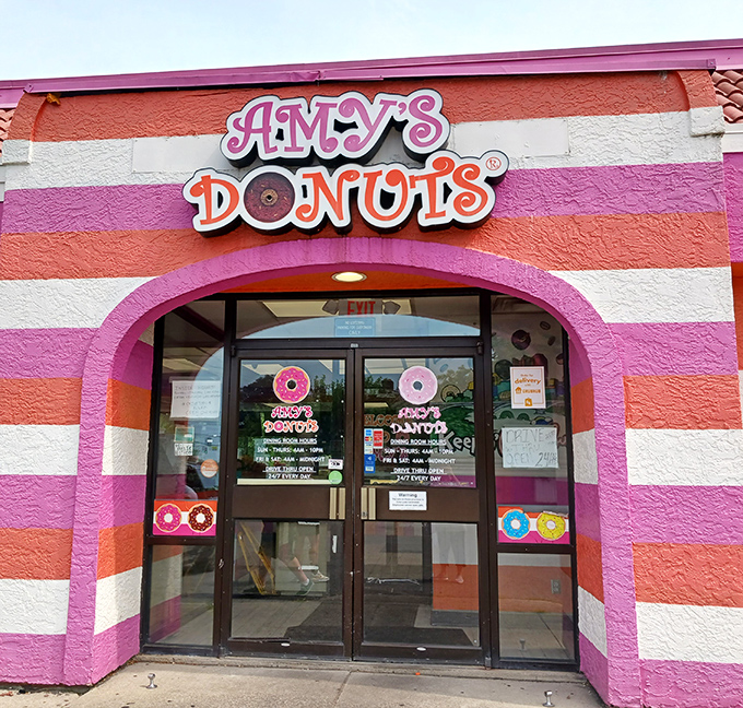 Walking into Amy's is like stepping into a Willy Wonka factory where donuts, not chocolate, are the main attraction.