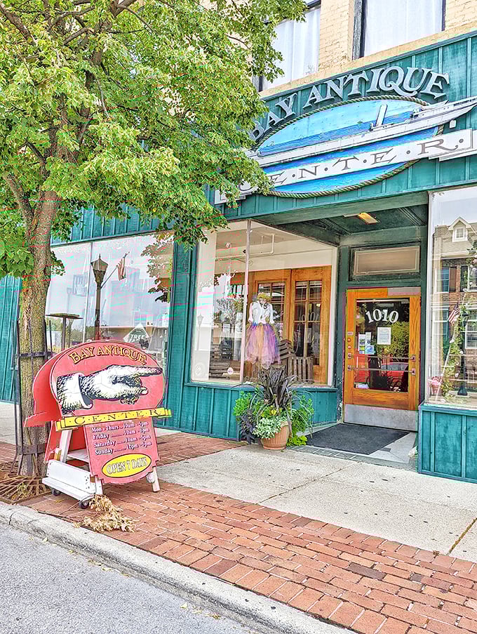 Bay Antique Center: "The handshake sign promises friendship, the colorful storefront promises character. Both deliver in spades."