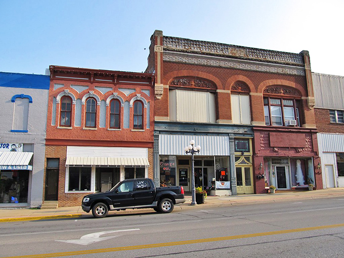 The courthouse anchors this classic town square where community gatherings have shaped generations of Nebraska families.
