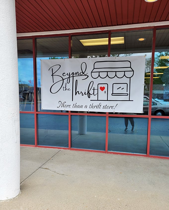 The bright, welcoming window display hints at the carefully curated treasures waiting inside this Greenwood shopping gem.