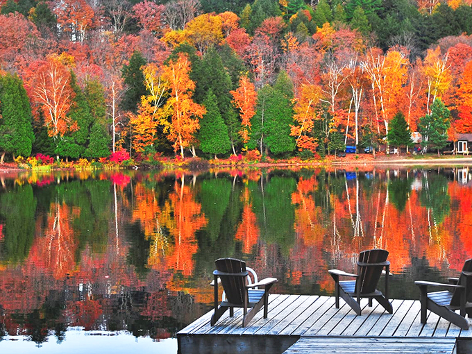 Fall colors reflect perfectly in Brainerd's lakes, creating nature's most spectacular mirror—no Instagram filter required.