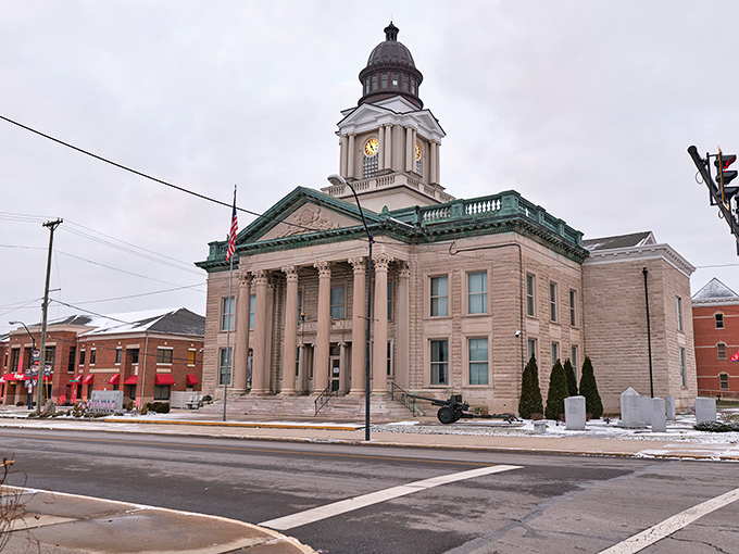 Classic courthouse architecture anchors this charming town square like a beacon of community pride.