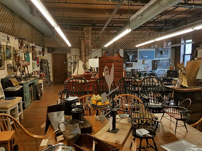 Sunlight streams through tall windows illuminating endless aisles of history. Canal Street's brick fortress guards generations of memories.