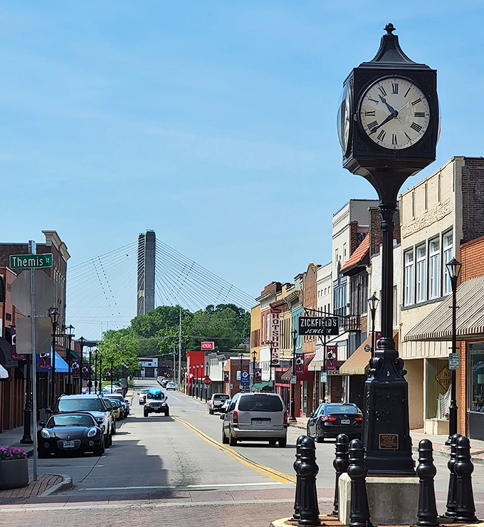 This classic Main Street scene could be from a Norman Rockwell painting, complete with friendly neighborhood charm.