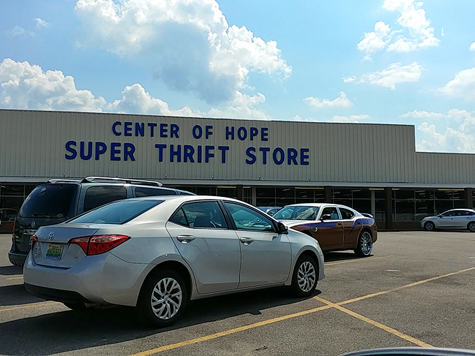 This warehouse-style building holds more surprises than a game show contestant's wildest dreams.