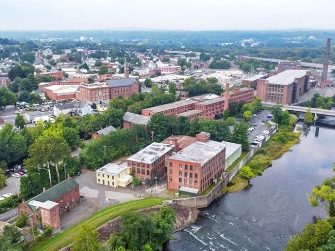 This aerial view captures small-city living at its most honest and unpretentious best.