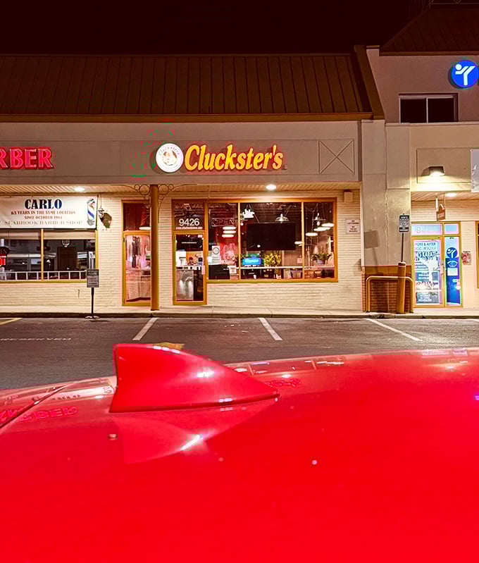 Day or night, Cluckster's storefront promises a chicken experience that respects tradition while delivering big flavor.