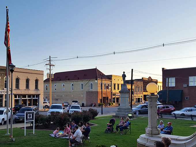 Classic small-town architecture creates a timeless backdrop for retirement days filled with simple pleasures and genuine community.