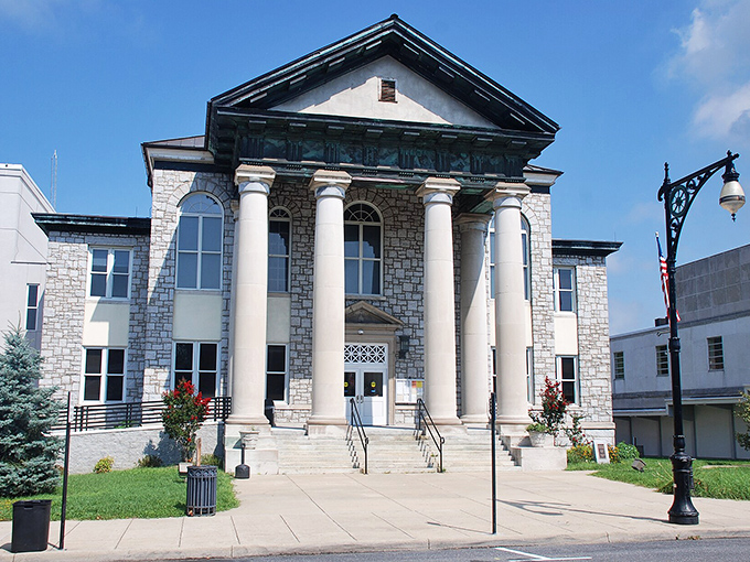 This stately courthouse stands proud as the community's cornerstone, anchoring downtown's timeless appeal.