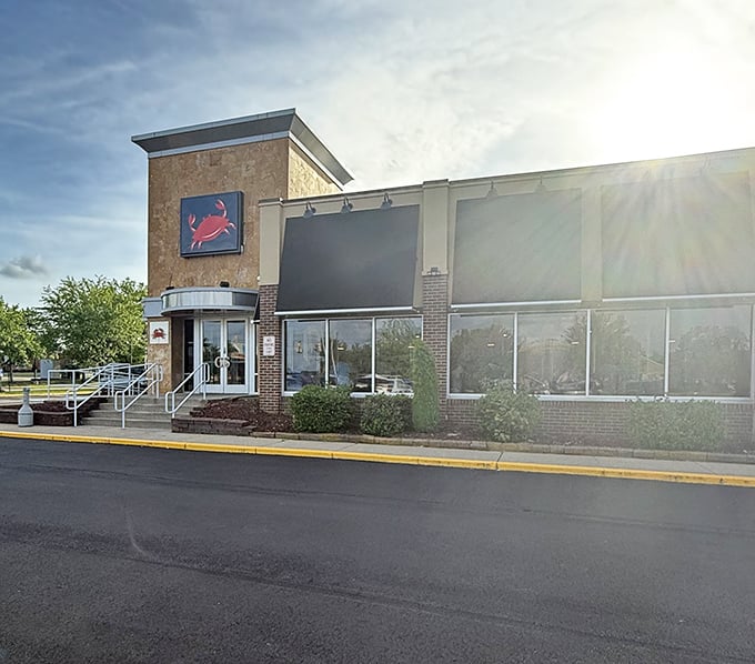 Crab Station's modern exterior hides mountains of steaming crab legs waiting for your crackers.