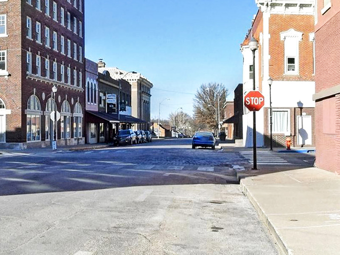 This street erspective reveals a town built for comfortable living without the chaos of city life.