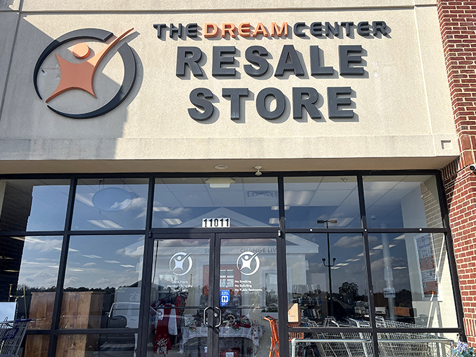 The Dream Center's distinctive logo welcomes shoppers looking for both bargains and a chance to support their community.