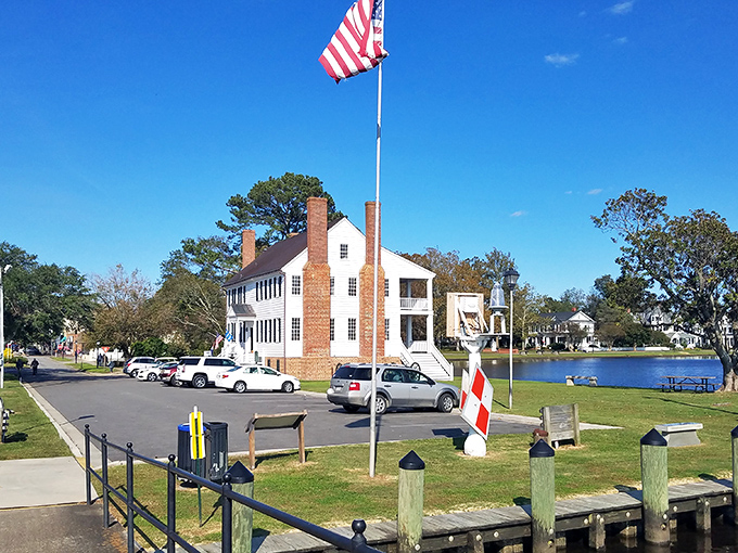 Edenton's waterfront historic buildings and peaceful harbor views create the perfect backdrop for a coastal Hallmark romance.