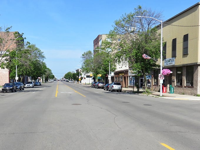 Escanaba's tree-lined streets offer shade and savings in equal, generous small-town measures.