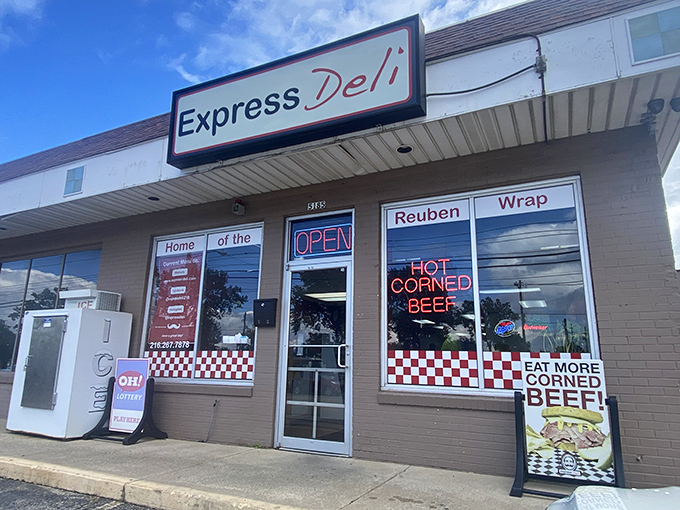The neon "OPEN" sign at Express Deli might as well say "SALVATION" for Reuben enthusiasts on a quest.