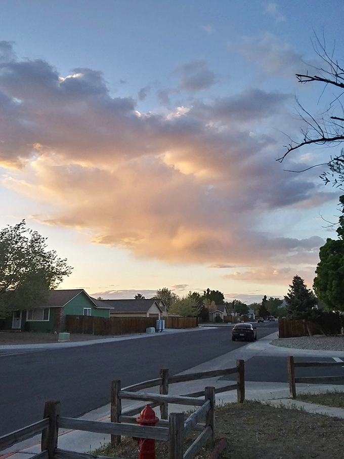 Rural Nevada at its finest, where the mountains stand guard and the streets stay blessedly empty of traffic.