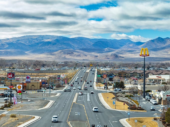 The road into Fernley leads to budget-friendly businesses where locals and travelers alike find unexpected bargains.